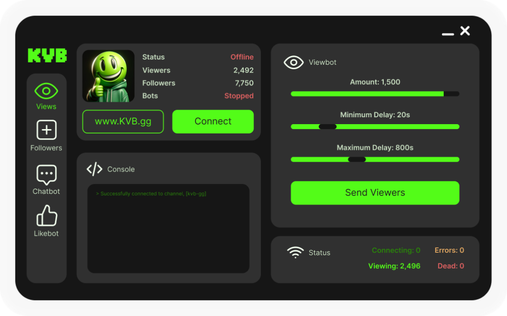 Buy Kick Live Views and Followers - KVB.GG