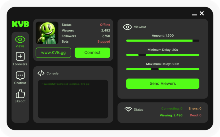 Buy Kick Live Views and Followers - KVB.GG